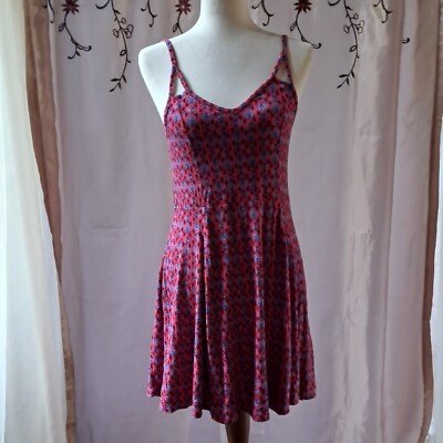 Mudd Dress Womans L Red Adjustable Spaghetti Strap Dress Geometric ...