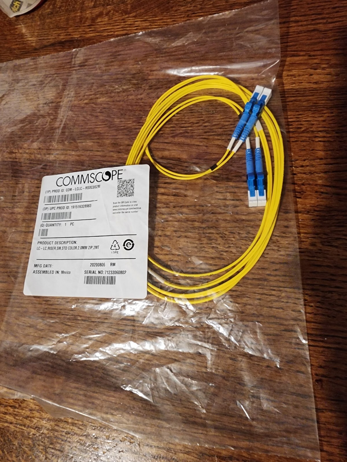 Commscope COM-LCLC-RS0C002M LC-LC RISER SM STD COLR 2.0MM ZIP 2MT ...