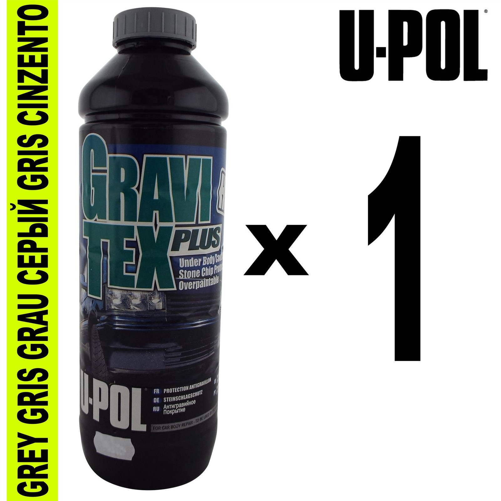 U-Pol GRAVITEX Stone Chip Overpaintable Protection Grey 1 Litre x ...