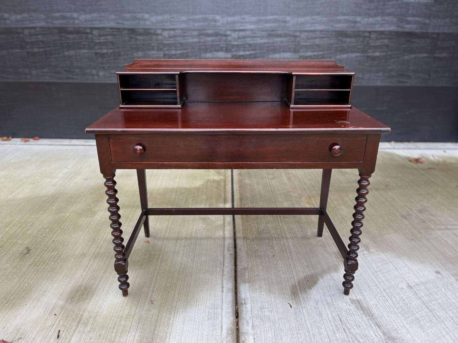 19th Century Antique Berkey & Gay Mahogany Bobbin Leg Desk | eBay
