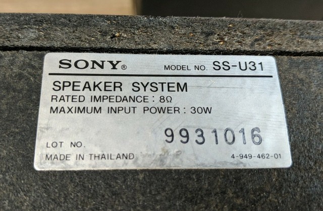 Sony Surround Sound SS Cr62 Speaker System Cn62 Ss-u31 X 2 Japan ...