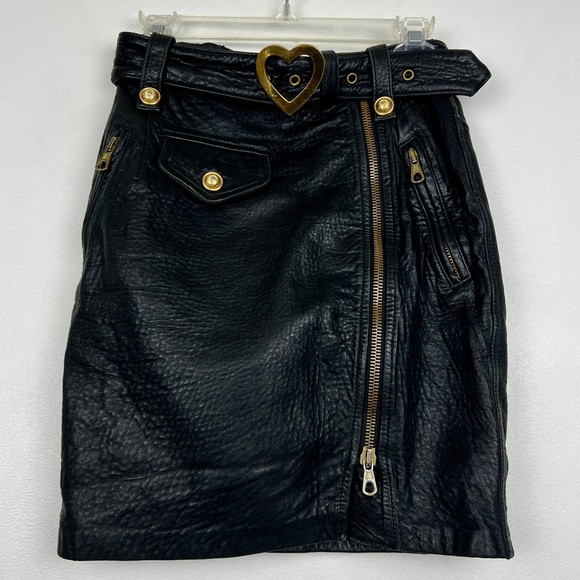 Moschino RARE Cheap & Chic Leather Moto Heart Belt Sk… - Gem