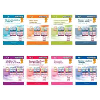 Kewtech Electrical 18TH EDITION Certificate Book TC1 TC2 TC3 TC4 TC5 ...