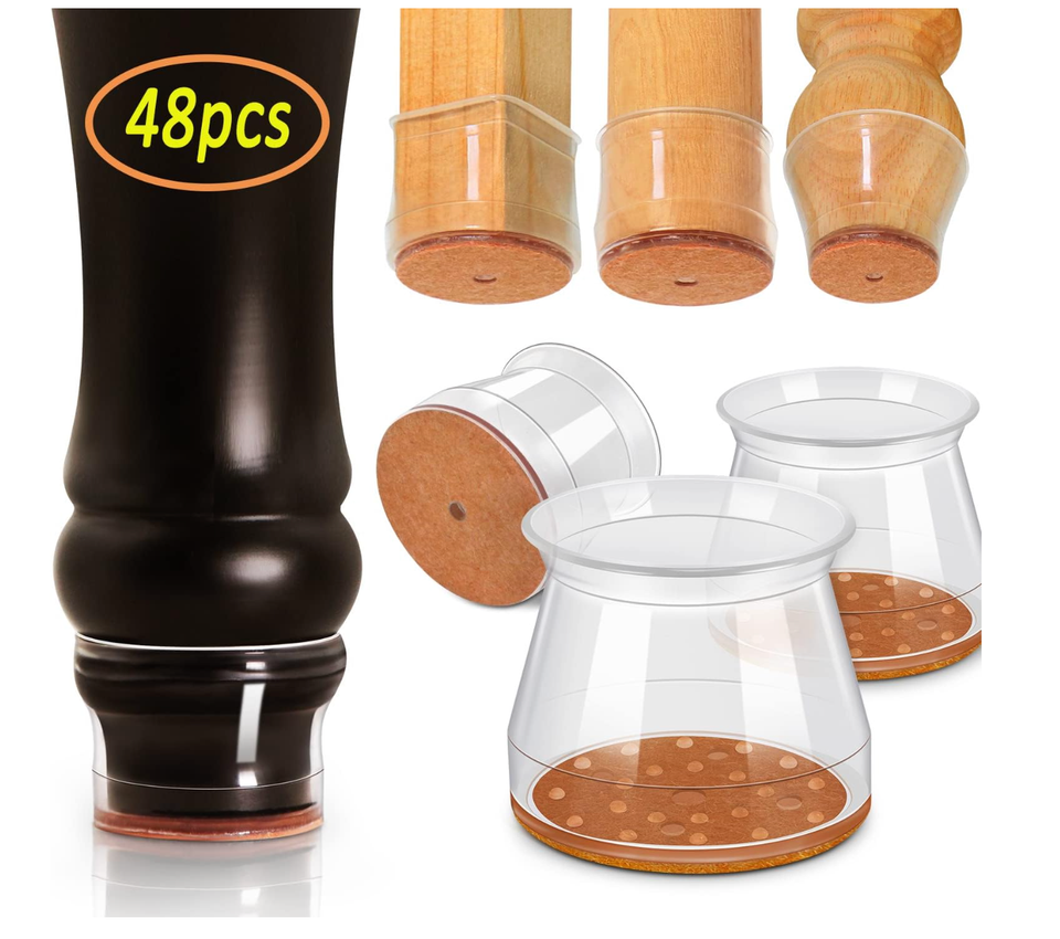 48 Pack Upgraded Ruby Slider Chair Leg Protector Hardwood Floors Fits ...