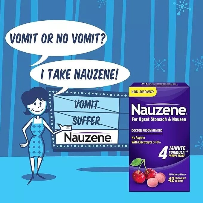 2 Pack Nauzene Nausea Relief Chewable Tablets Wild Cherry Flavor total ...