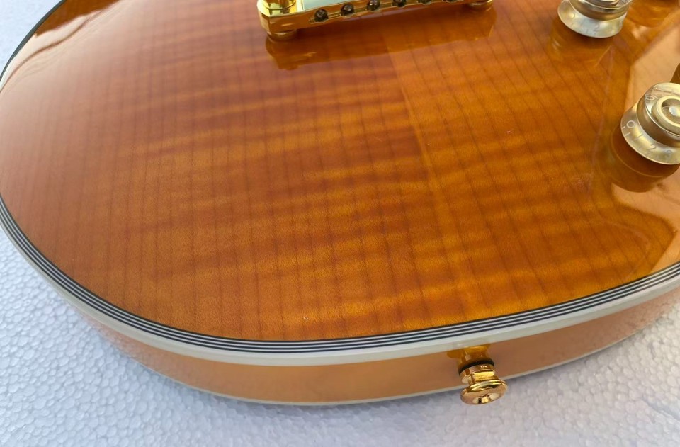 Electric Guitar Semi Hollowbody Raised 3A Flame Maple Back&Top Glossy ...