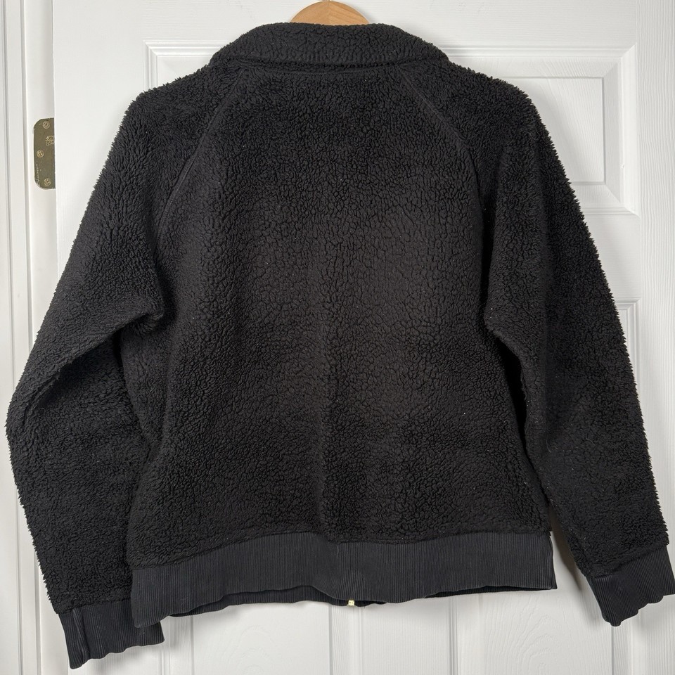 Lauren Ralph Lauren Bomber Jacket Coat Y2 Black Teddy Fleece Zip Up ...