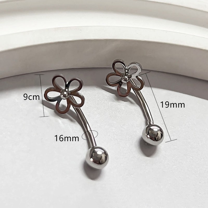 Titanium Steel Flower Belly Button Ring Simple Navel Piercing Ring Body ...