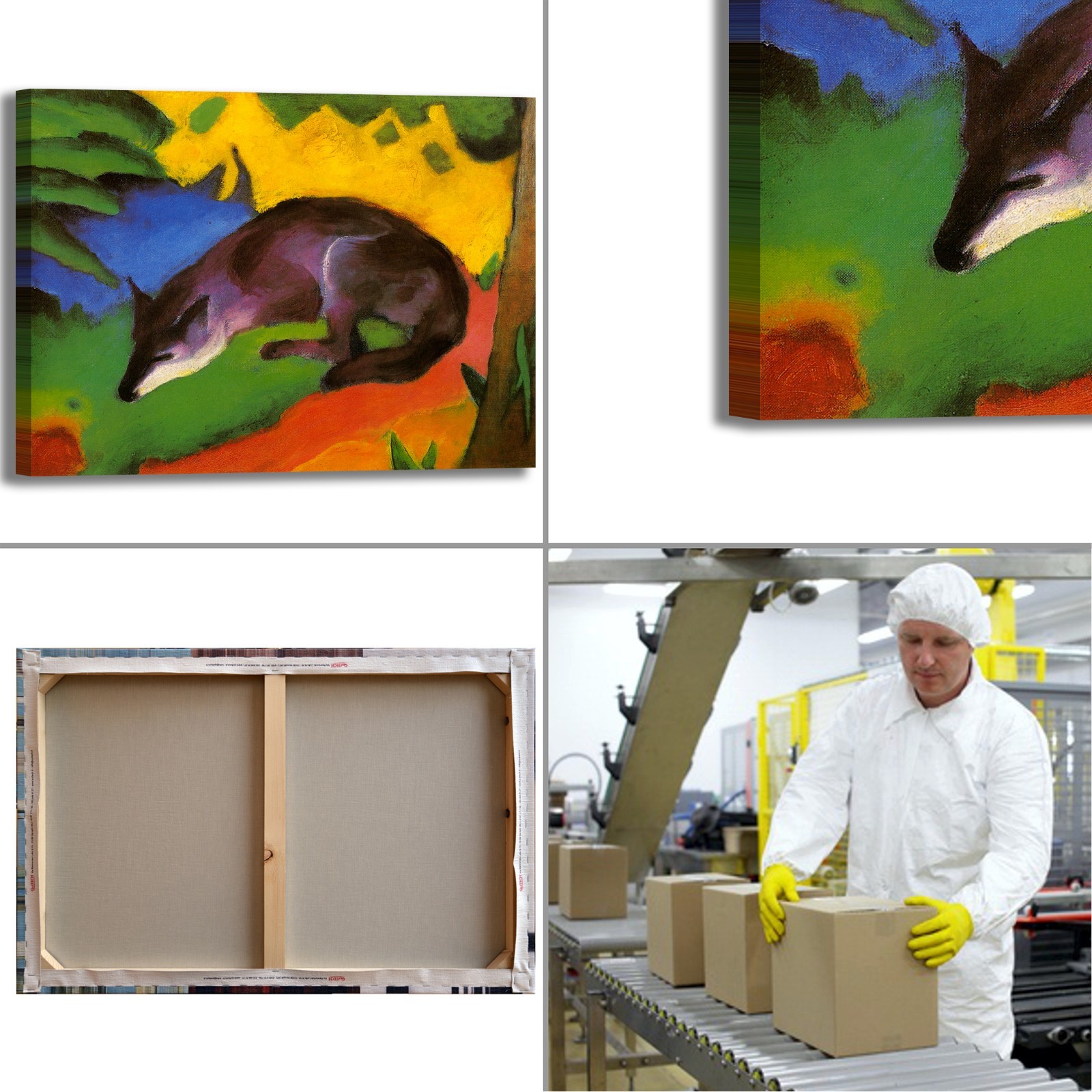 Franz Marc volpe blu e nera design quadro stampa tela dipinto telaio ...