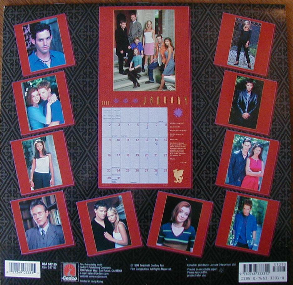Buffy the Vampire Slayer 2000 Wall Calendar(12X12) | eBay