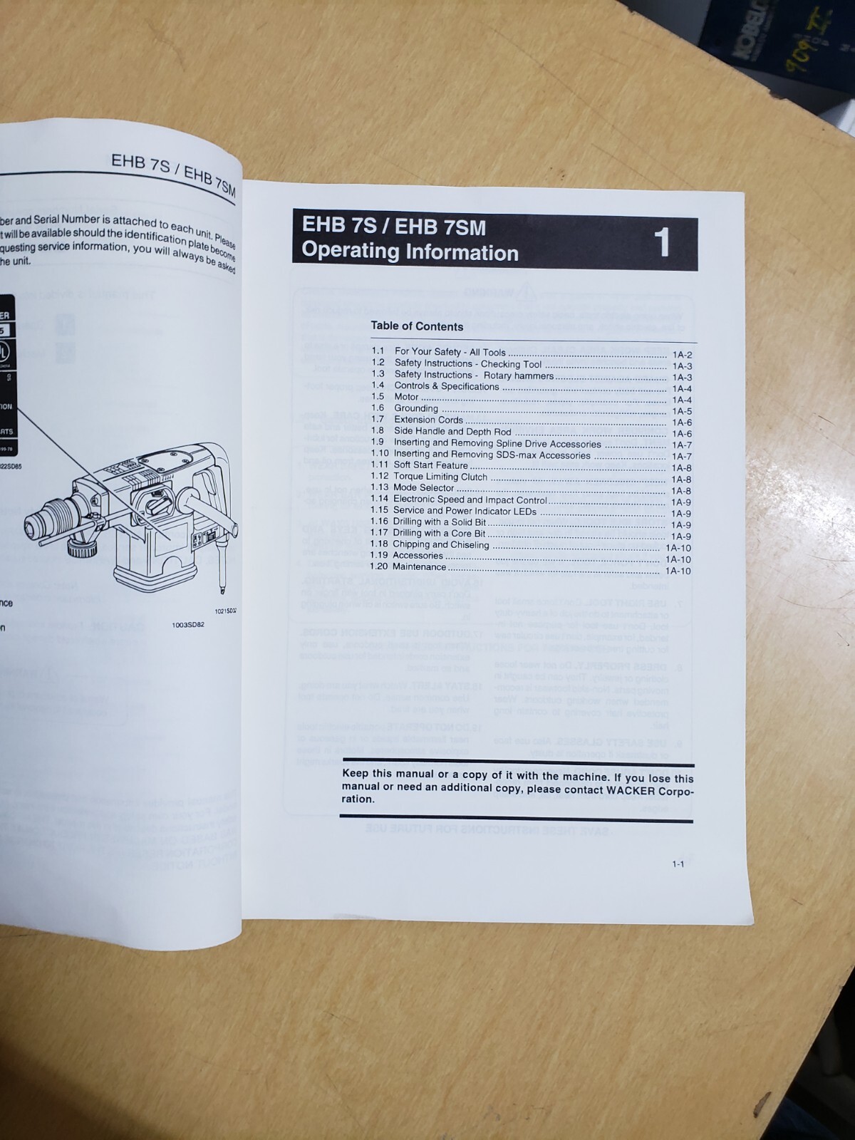 ONE Wacker EHB 7S EHB7SM Breaker/Drill Operators Manual Parts Book | eBay