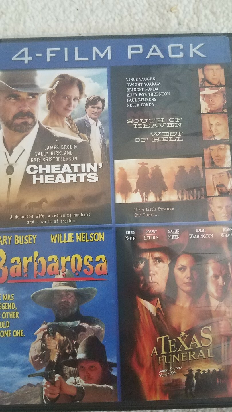 4-Film Pack ~ Barbarosa Cheatin' Hearts South of Heaven Texas Funeral 2 ...