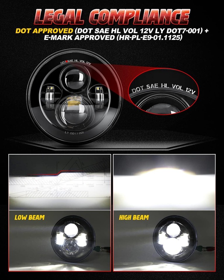 7"inch LED Headlight Hi-Lo Sealed Lamp For Suzuki Savage SV650 Vstrom ...