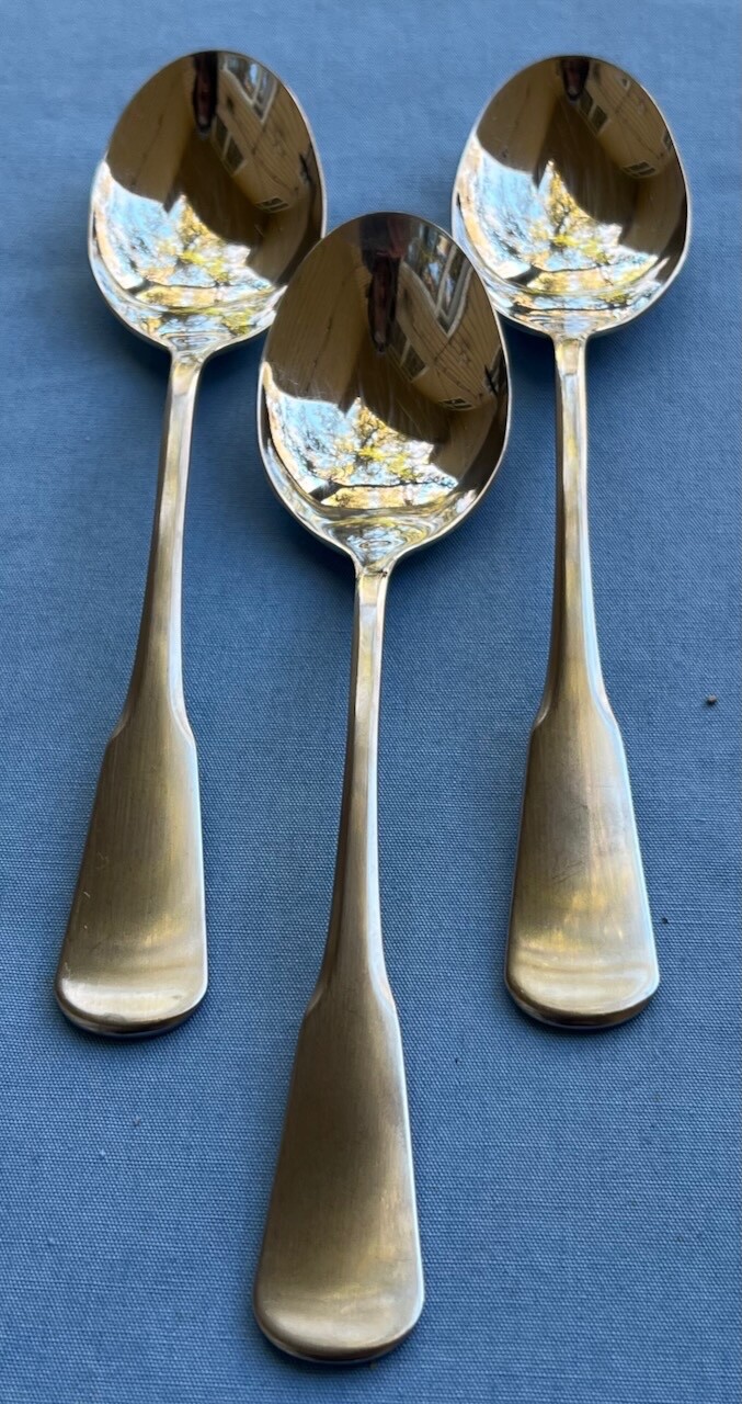 Set of THREE Colonial Boston Minuteman Stainless Steel Soup Spoons | eBay