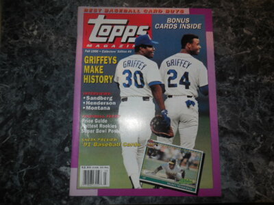 1 1990 topps magazine w the griffeys on the cover w 8 uncut baseball ...
