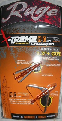 Rage X-Treme NC No Collar Crossbow Broadheads 2-Blade 100 Grain 2.3 ...