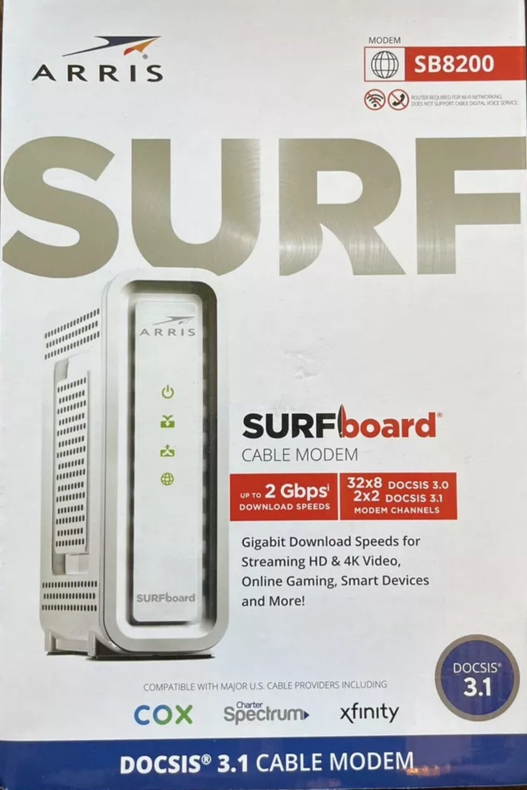 ARRIS SURFboard SB8200 DOCSIS 3.1 10 Gbps Cable Modem 612572215760 | eBay