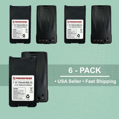 6x Li-Ion 1700mAh Battery for KNB-24, KNB-35L Kenwood Radios TK-2148 TK ...