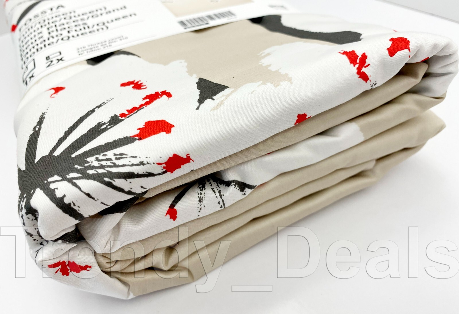 Ikea FOSSTA Full/Queen Duvet Cover w/2 Pillowcases Bed Set Beige/Plum ...
