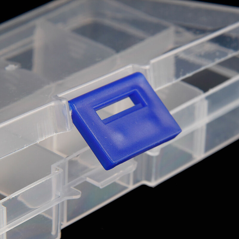 10-grid Transparent Storage Box with Adjustable Partition Plastic ...