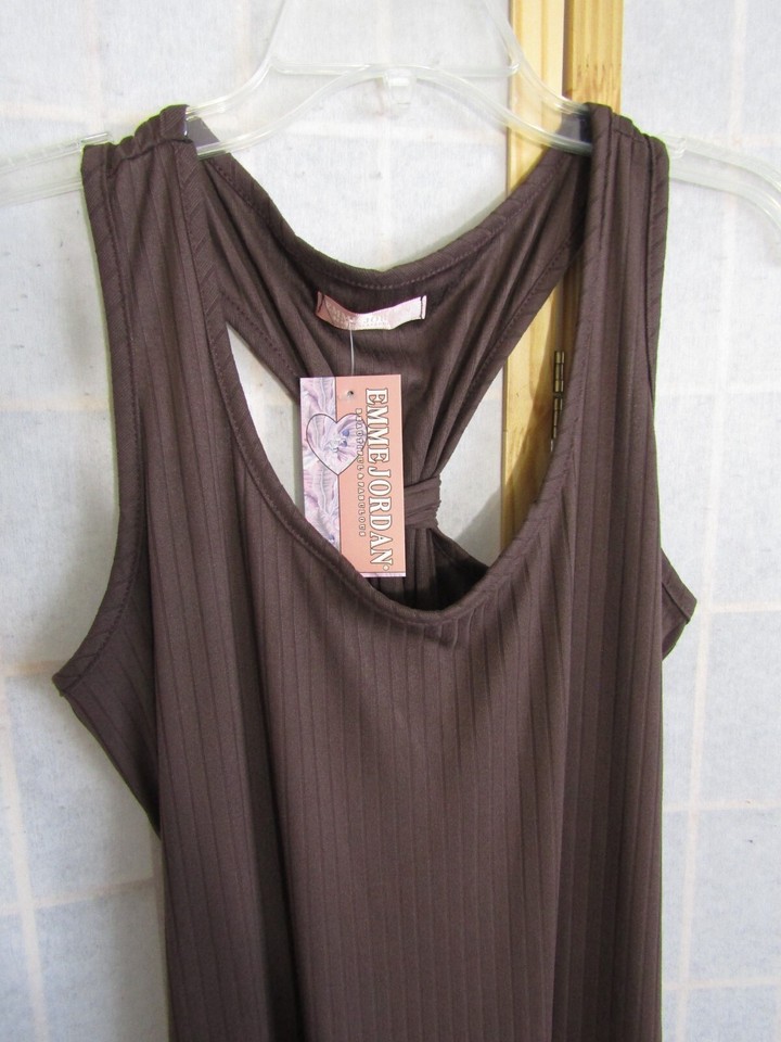 NWT Emme Jordan Beautiful & Fabulous Brown Ribbed Sleeveless Dress Size ...