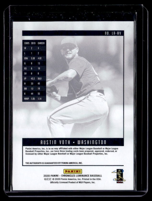 2020 Panini Luminance Autographs Gold #13 Austin Voth SERIAL # 66/99 | eBay