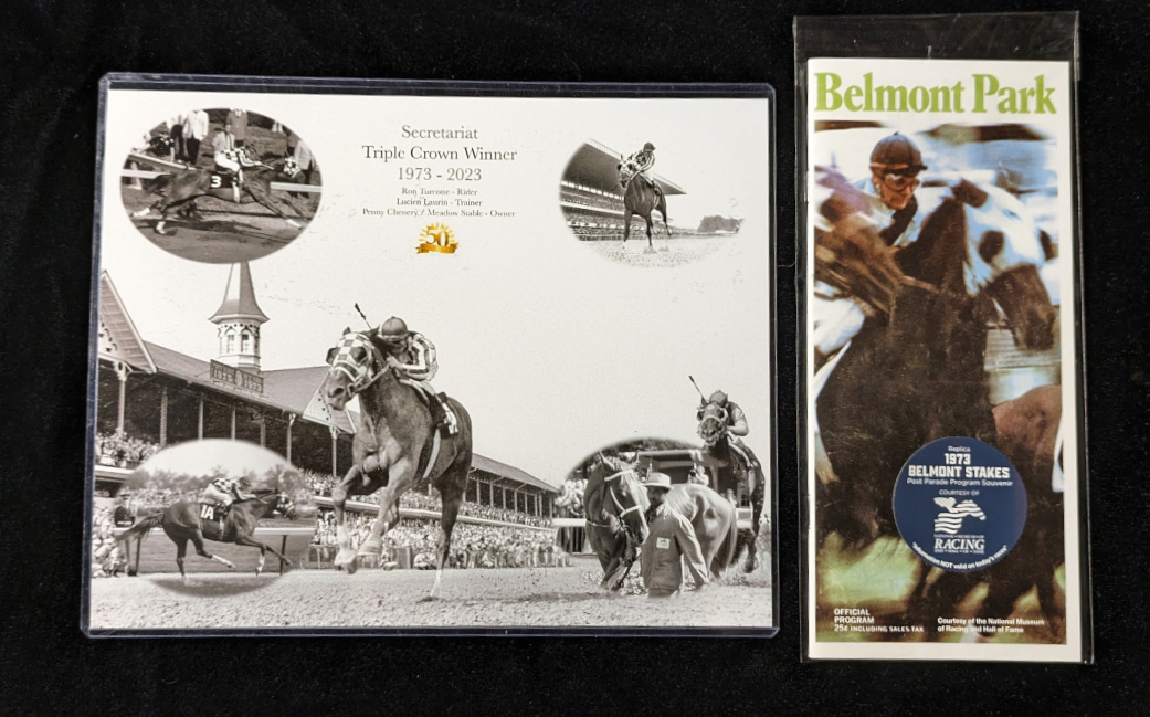 SECRETARIAT'S TRIPLE CROWN WIN PHOTO & 1973 BELMONT PROGRAM - CHARITY ...