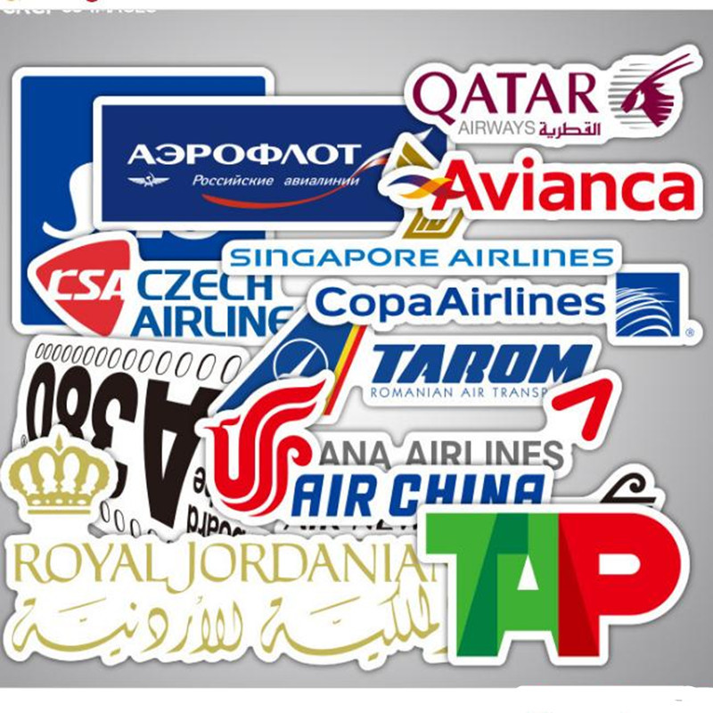55PCS Luggage Sticker Airline Travel Logo Stickers Scrapbook World ...