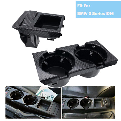 Carbon Fiber Center Console Cup Coin Holder Storing Box For BMW E46 ...