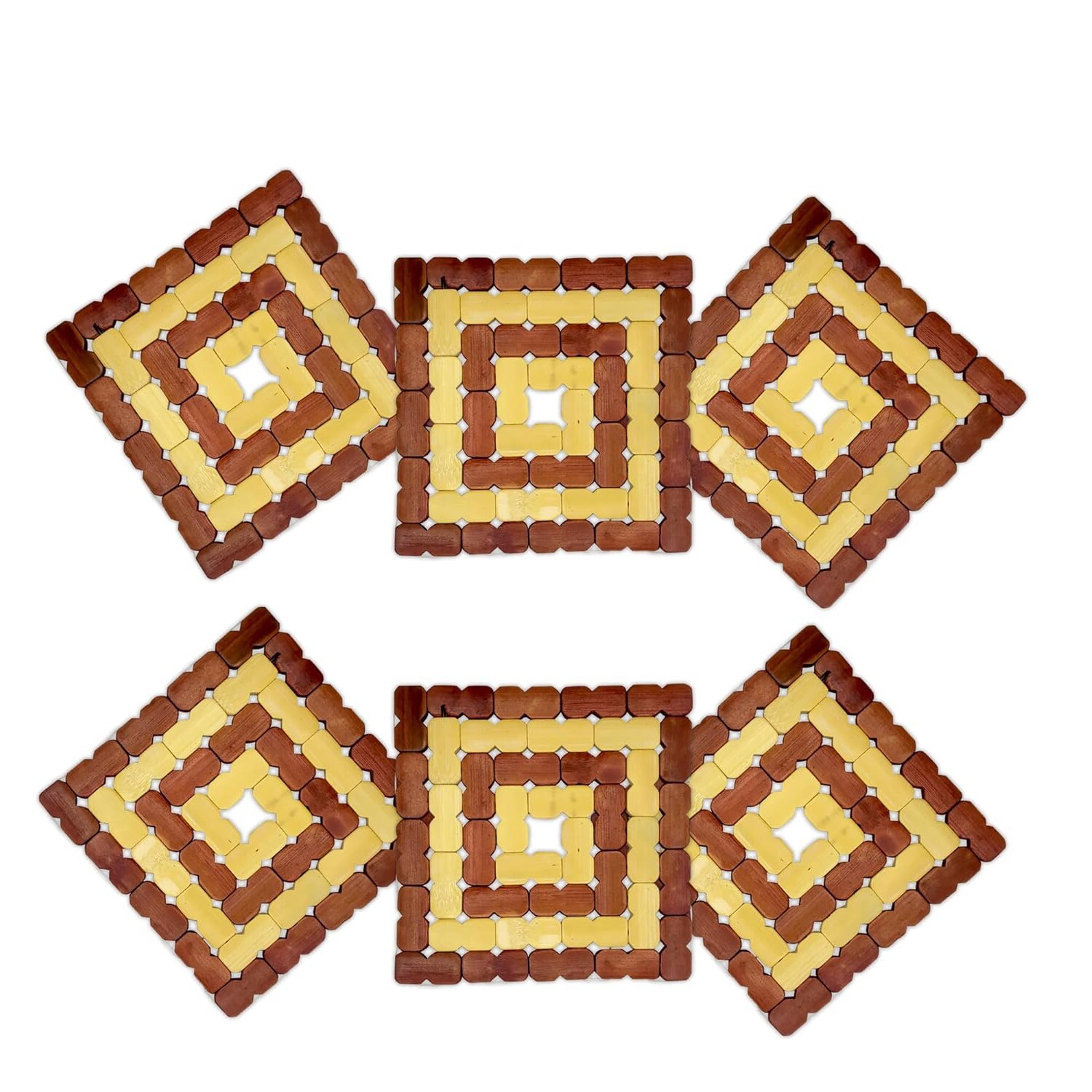 Elegant Design Bamboo Pan Coasters for Dining Table, Size: 16 x 16 cm ...