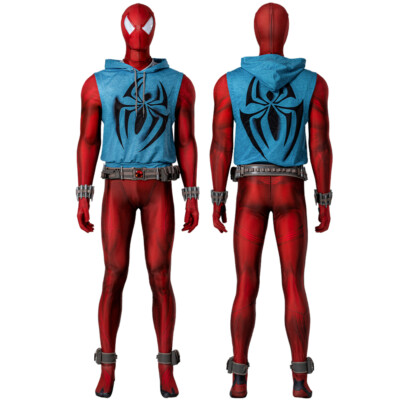 Across The Spider-Verse Scarlet Spiderman Cosplay Costume Ben Reilly ...