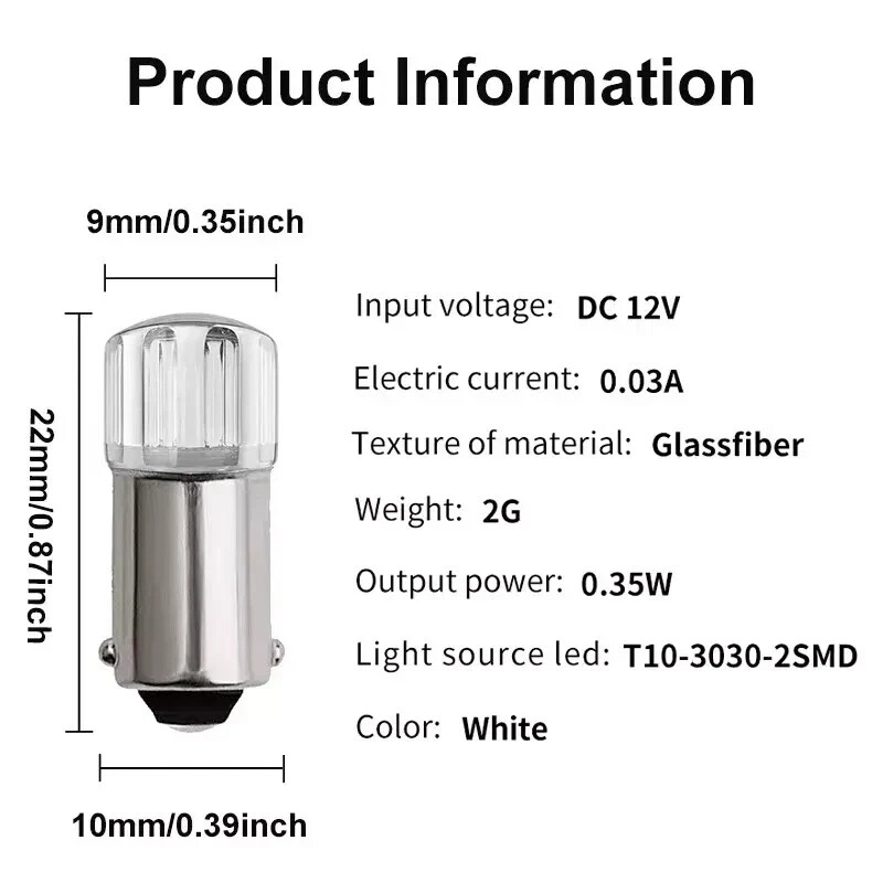 Ba9s 233 LED Side Light Xenon Car T4W Interior Bayonet Cap 6000k Bulbs ...
