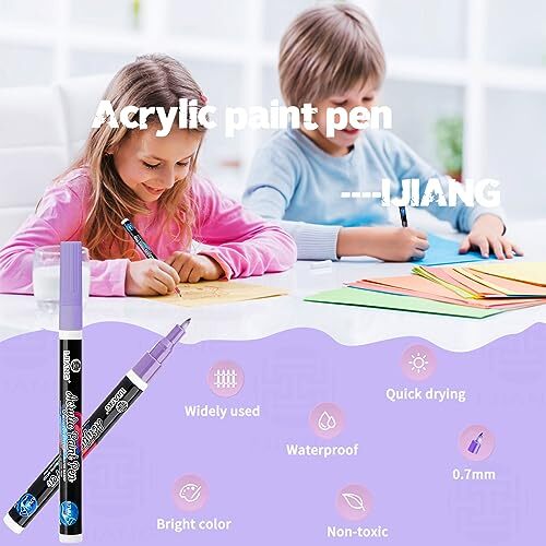 Acrylic Paint Pens 24 Colors Paint Markers Set Extra Fine Tip 0.7mm ...