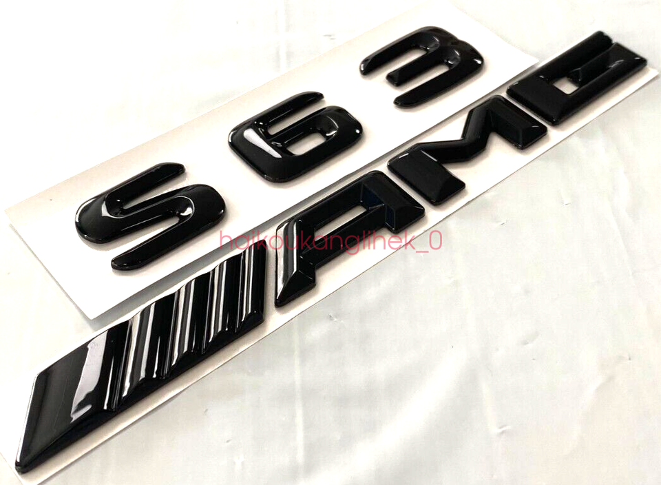 #1 BLACK S63+AMG FIT MERCEDES S63 REAR TRUNK EMBLEM BADGE NAMEPLATE | eBay