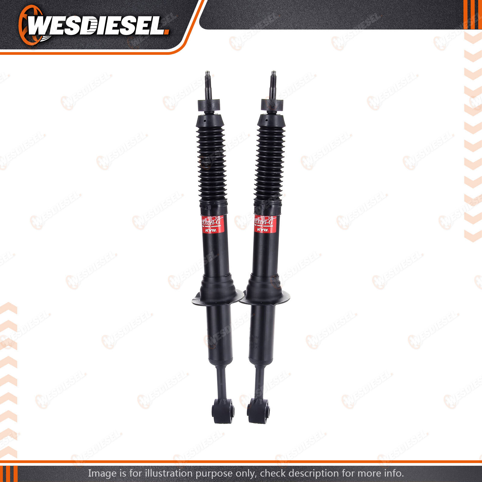2 x KYB Front Twin Tube Gas-filled Excel-G Shock Absorbers 341344 OE ...