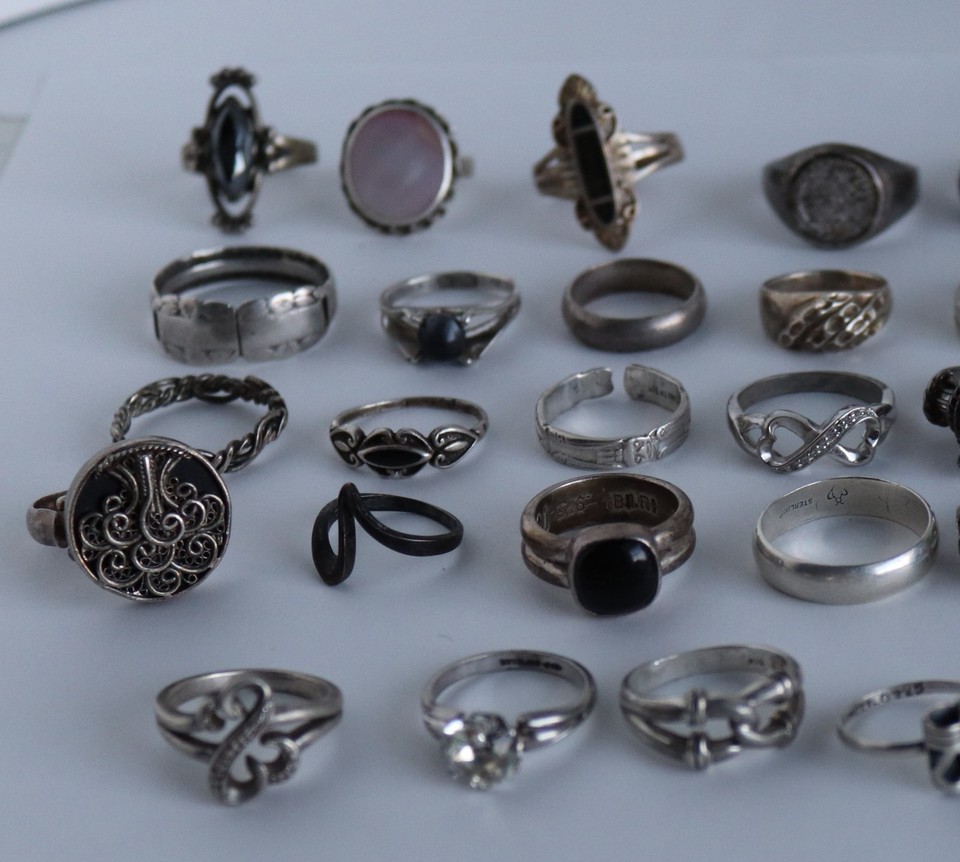 Sterling Silver 925 Scrap Ring Lot Jewelry Lot Wear or Scrap 165.9 ...