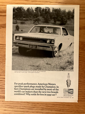 AD39 Advertisement Champion Spark Plugs Featuring 1967 ? AMC Rebel SST ...