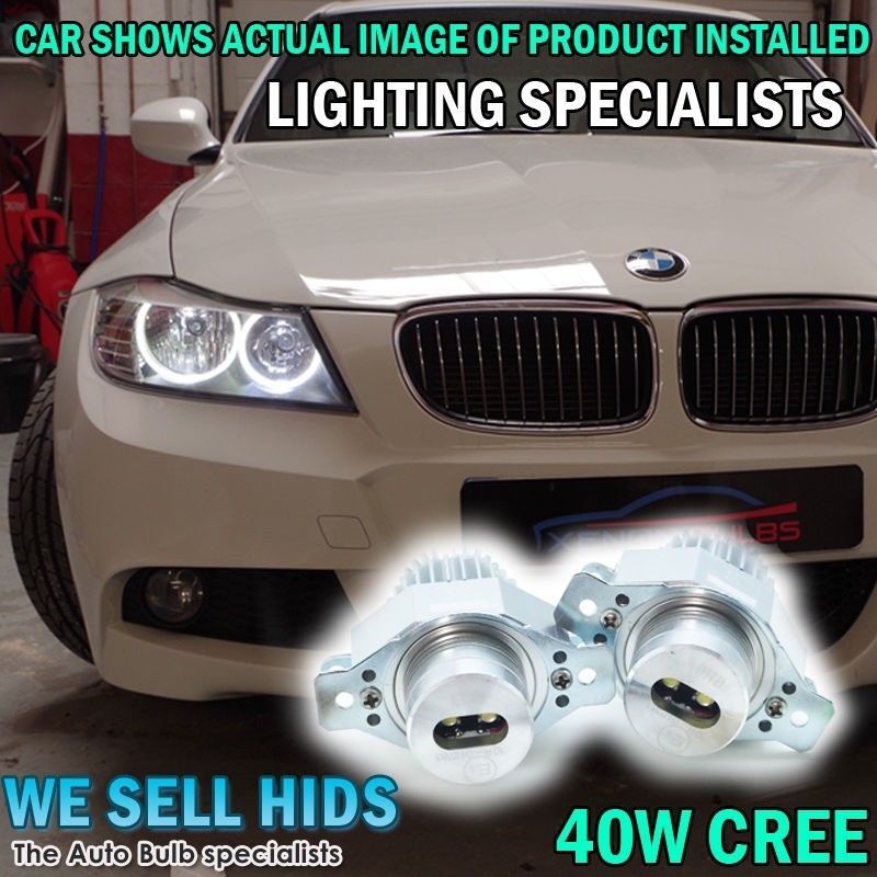 40w E90 E91 LCI LED UPGRADE RINGS WHITE MARKER BULBS HALOGEN Facelift ...