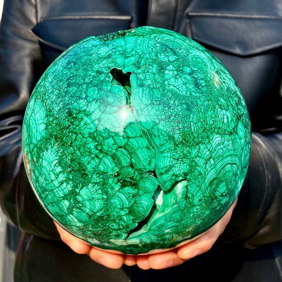 8.9LB Top Natural Malachite Quartz Sphere Large Crystal Ball Reiki ...