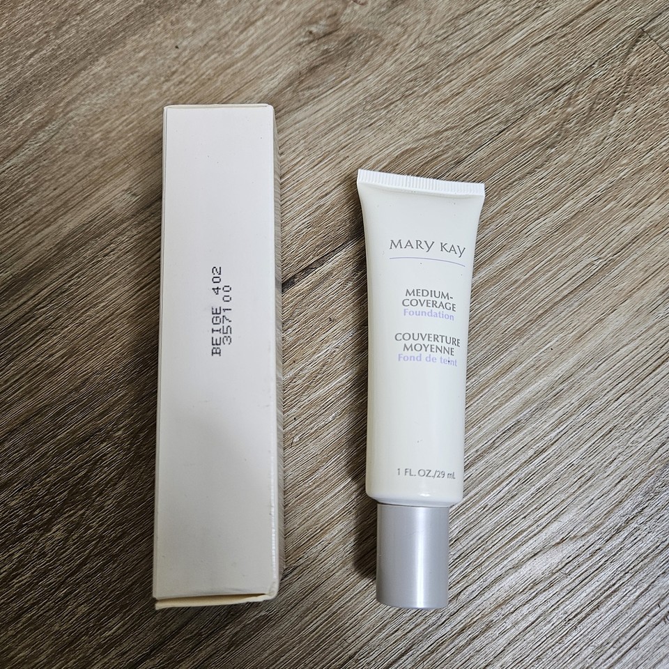 Mary Kay Medium Coverage Foundation Beige 402 #357100 Gray Cap Discontinued | eBay