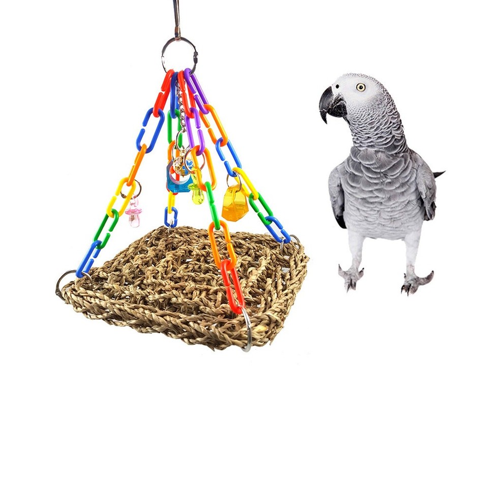 Toys Parrot Swing Hammock Toy Perch Platform Hanging Parrot Bird Chew ...