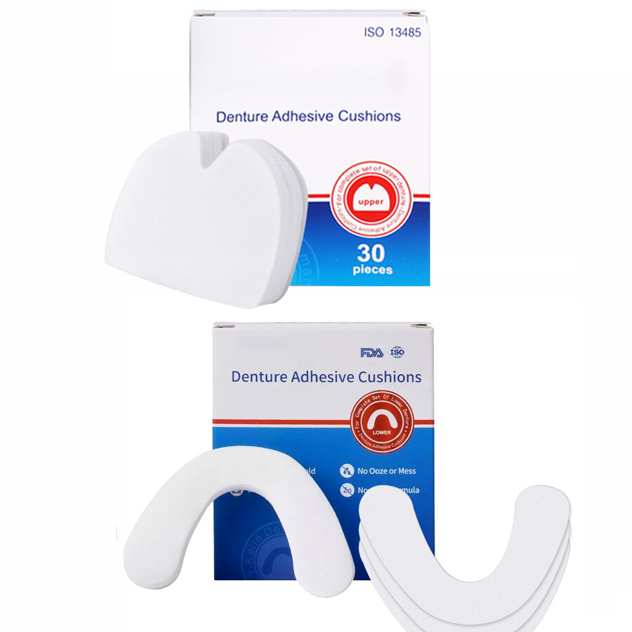 240 Pads(8 Pack) Denture Adhesive Cushion Upper 120 Pads + Lower 120 ...