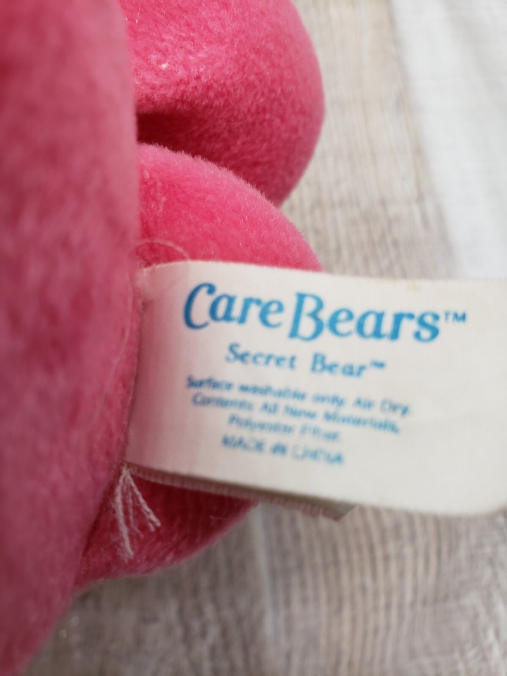 Care Bears SECRET BEAR 10" Plush Heart Lock Bright Pink Vintage Special ...
