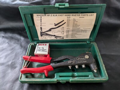 Marson HP-2 Rivet Gun Hand Riveter Rivets 39092 USA Green Case | eBay