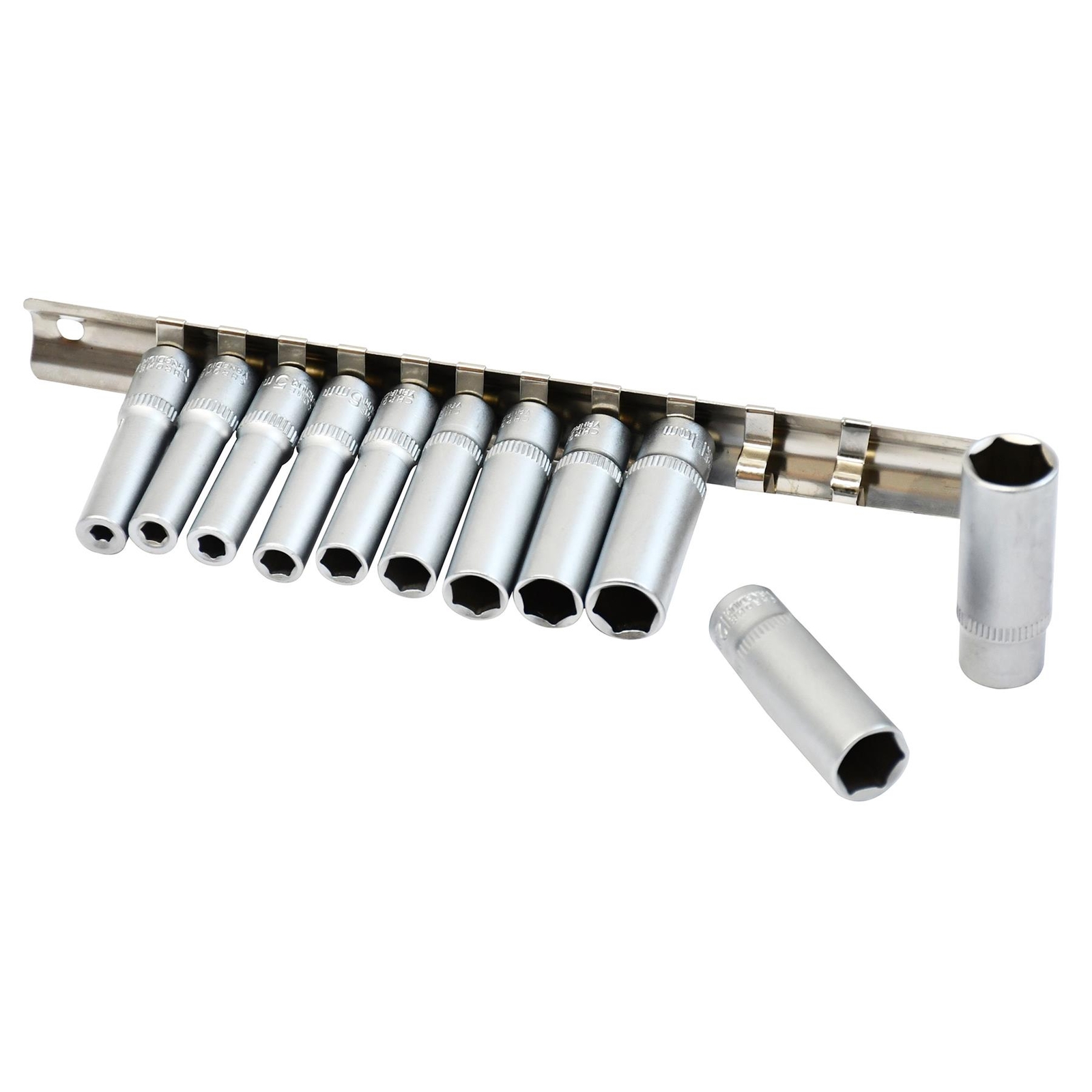 Socket Set Deep Drive Set With Rail Cr-v Long Reach 6PT 11pc 4-13mm 1/4 ...