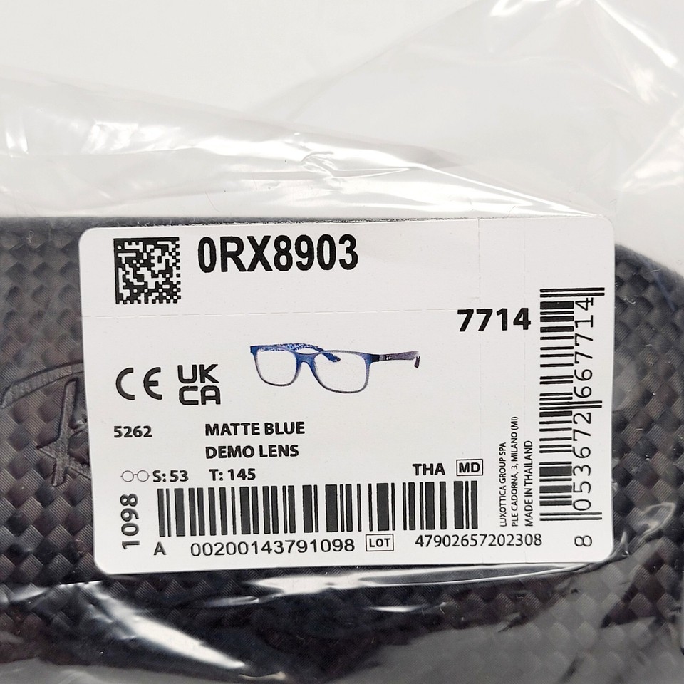 Ray Ban RB8903 Eyeglass Frames Rectangle Full Rim Eyewear Matte Blue 53 ...