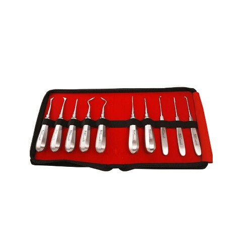 DENTAL INSTRUMENT WARWICK JAMES ROOT ELEVATORS STANDARD S/10 WITH POUCH ...