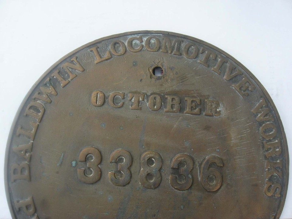 OLD 1909 BALDWIN LOCOMOTIVE WORKS BUILDERS PLATE PHILA USA BRASS TRAIN ...