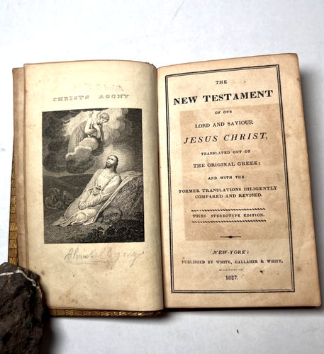 1827 RARE ANTIQUE Religious Book CHRISTIAN HOLY BIBLE Church Priest ...