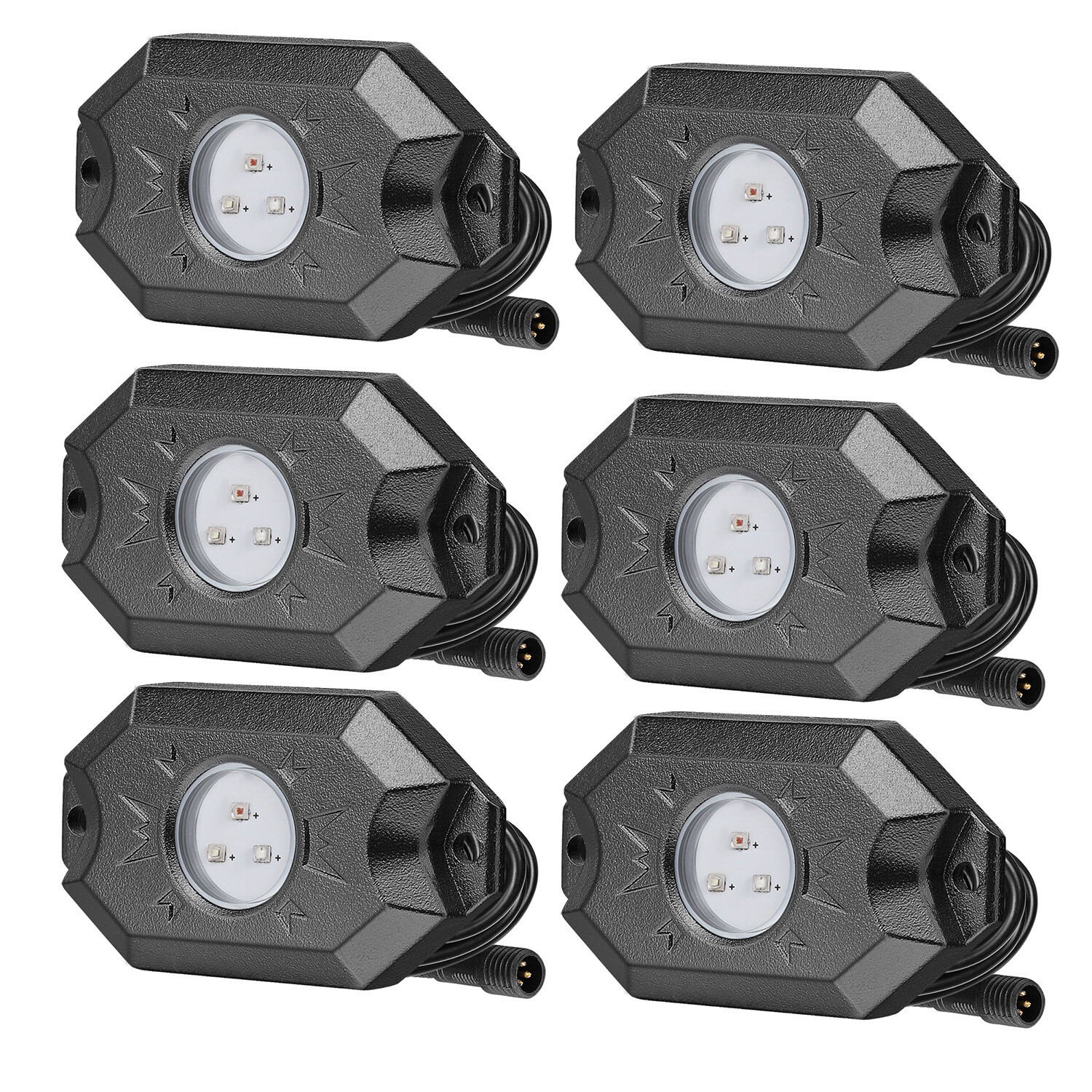 6 Pods RGB LED Rock Lights Offroad Music Wireless Bluetooth Underglow ...